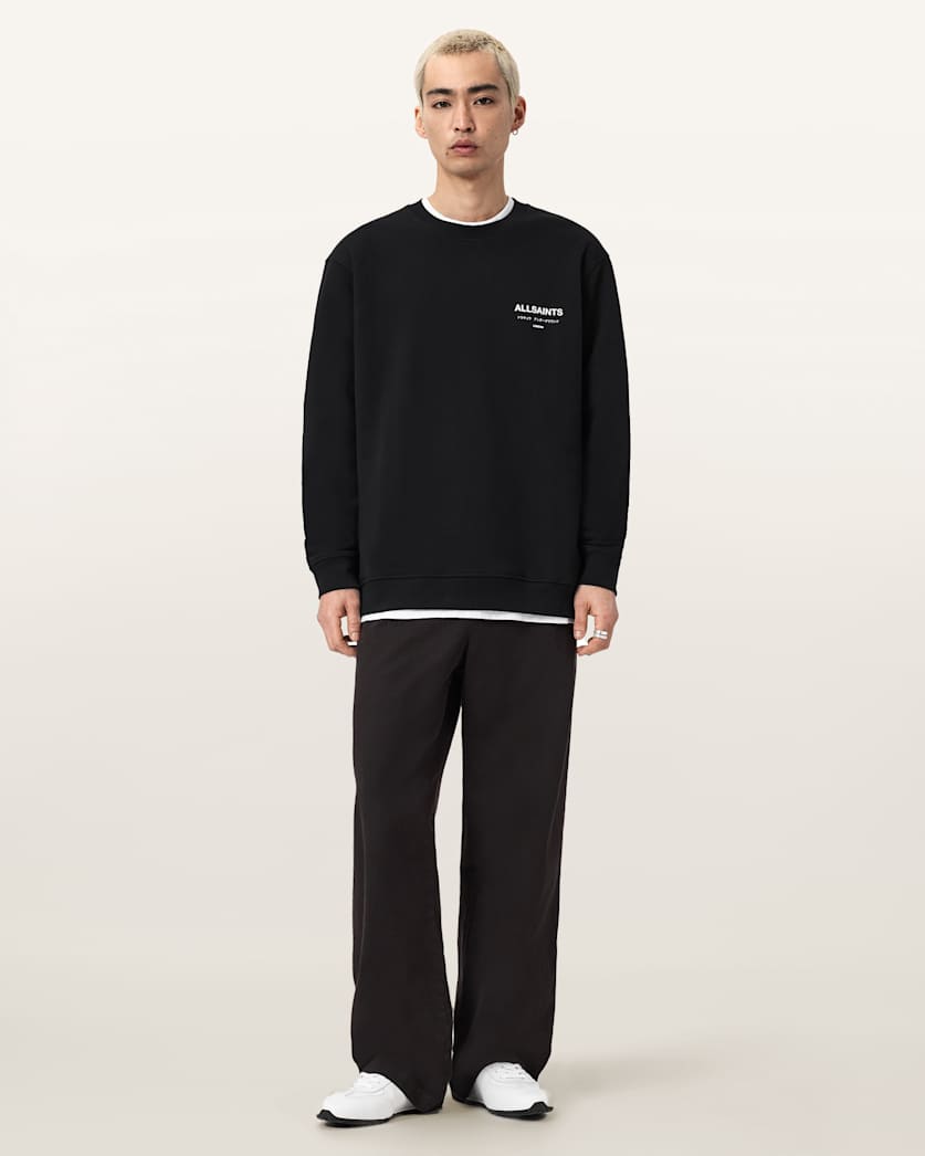 Underground Relaxed Fit Crew Neck Sweatshirt Jet Black | ALLSAINTS